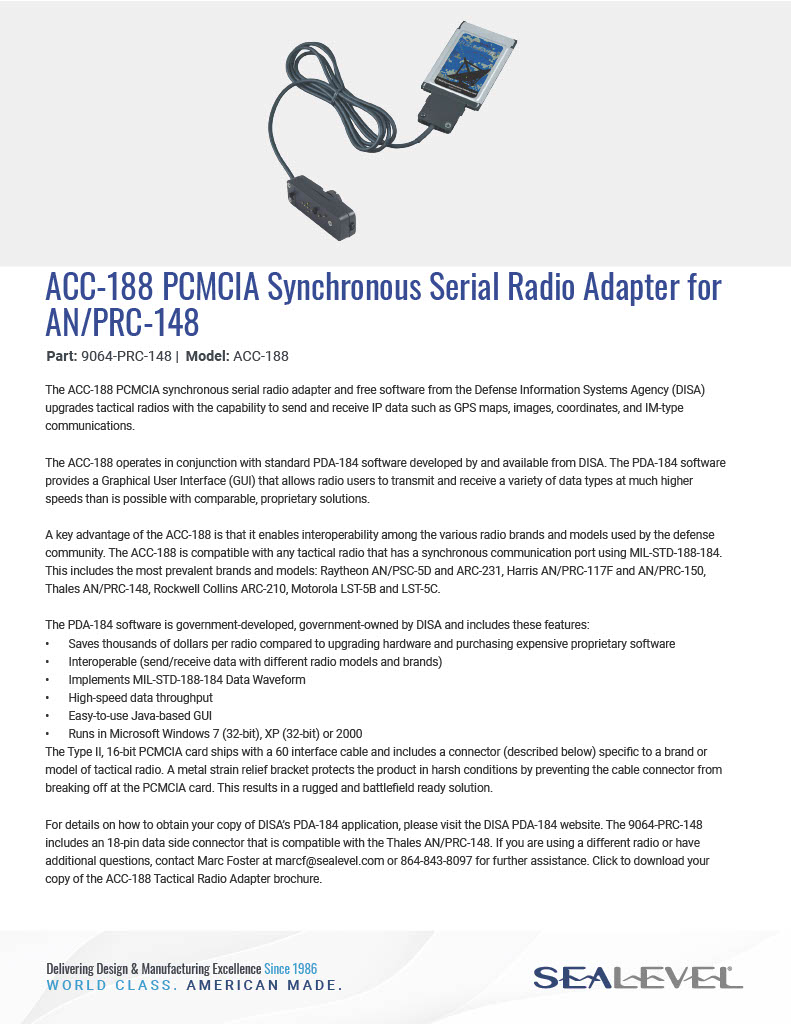 Datasheet: 9064-PRC-148 - Sealevel Systems, Inc