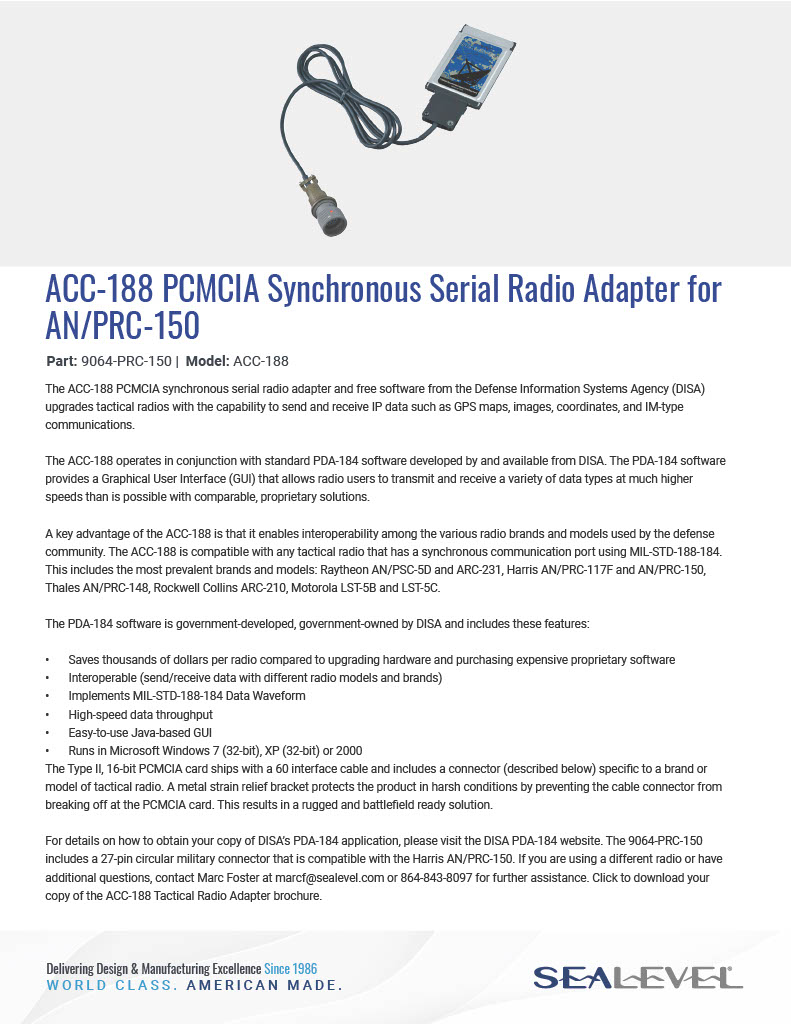 Datasheet: 9064-PRC-150 - Sealevel Systems, Inc