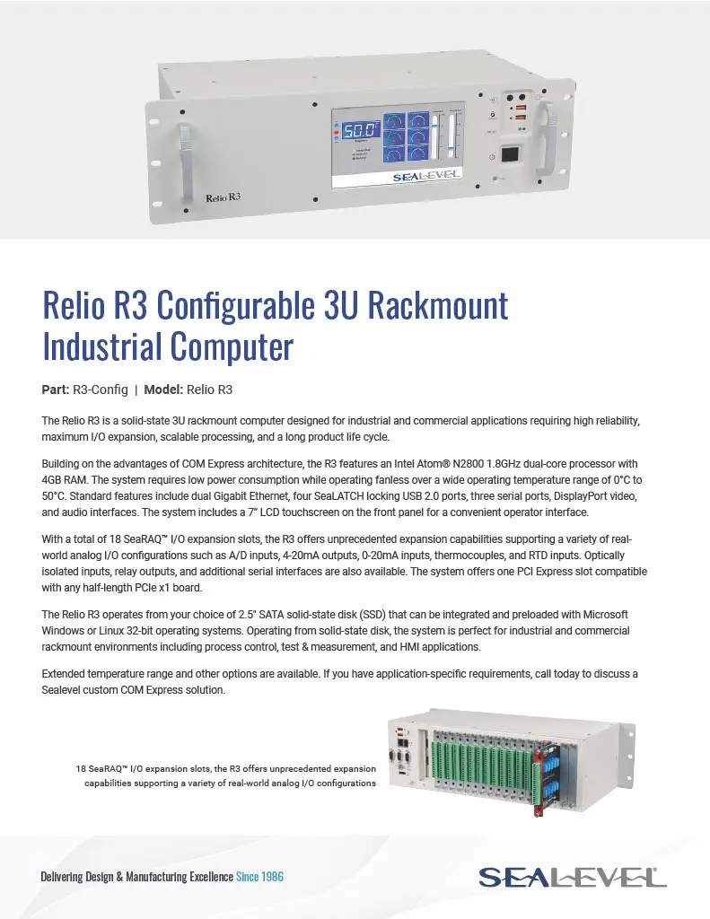 Datasheet: Relio R3 3U Expandable Rackmount Computer - Sealevel Systems ...