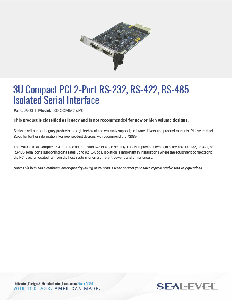 Datasheet: 7903 - Sealevel Systems, Inc