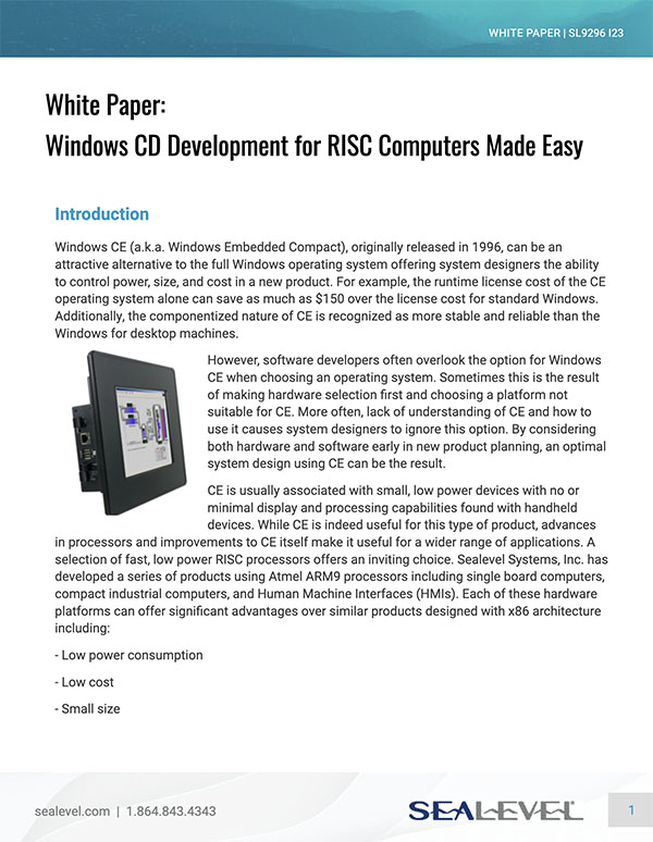 White Paper: Windows CE Development for RISC Computers Made Easy ...