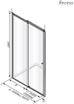 Matki One Sliding Recess Shower Door 1000mm Silver/Chrome