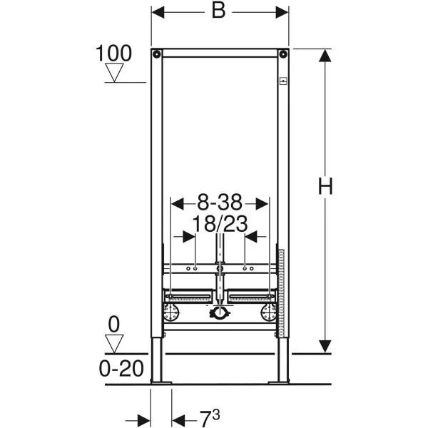 Geberit Duofix Frame For Bidet, 112cm, Universal - 111.545.00.1