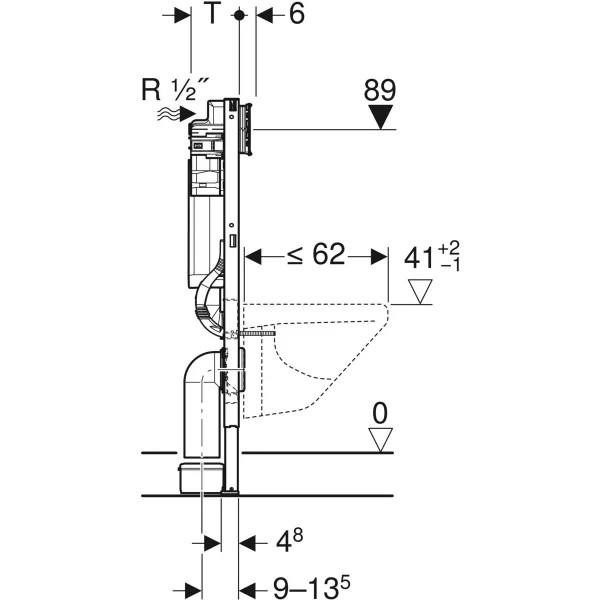 Geberit Duofix WC Frame 98cm With Sigma 12cm Cistern - 111.911.00.5