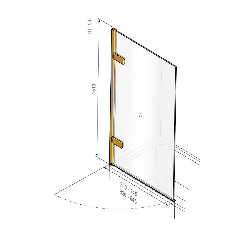 Matki Eauzone Plus Wall Hinged Bath Screen 700mm - EPS700