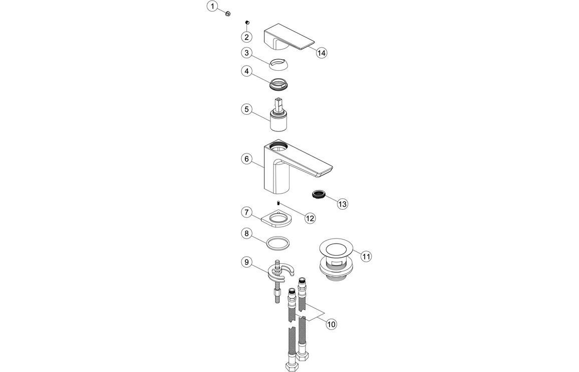 Batu Cloakroom Basin Mixer & Waste - Brushed Brass - JTWO105808 Junction 2