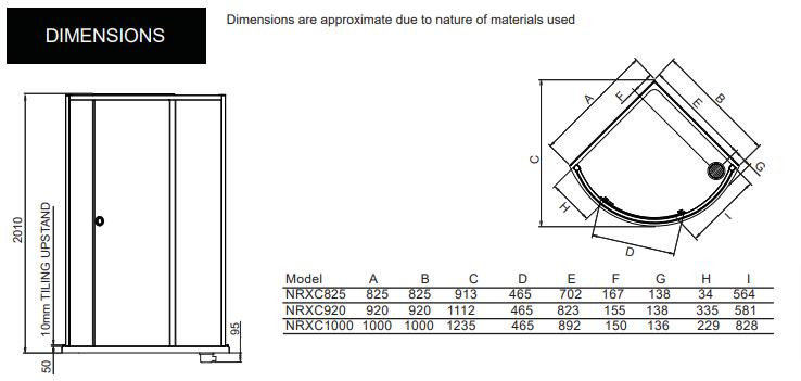 Matki Radiance Curved Shower Corner Surround & Tray 825mm - NRXC825LH