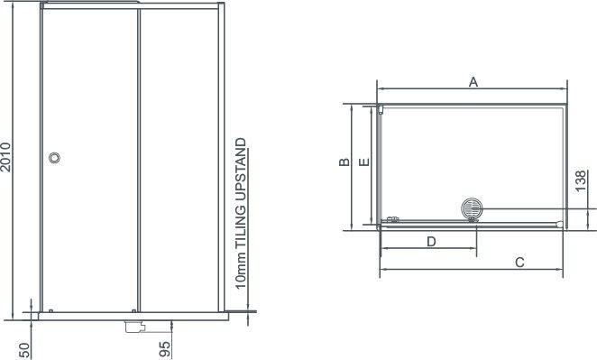 Matki Radiance Sliding Door, Side & Tray 1200 x 800mm
