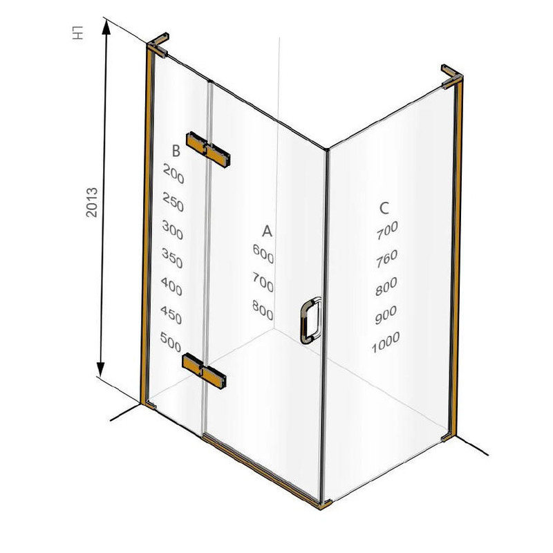 Matki Eauzone Plus Hinged Door With Hinge Panel For Corner 800mm - EPHC800