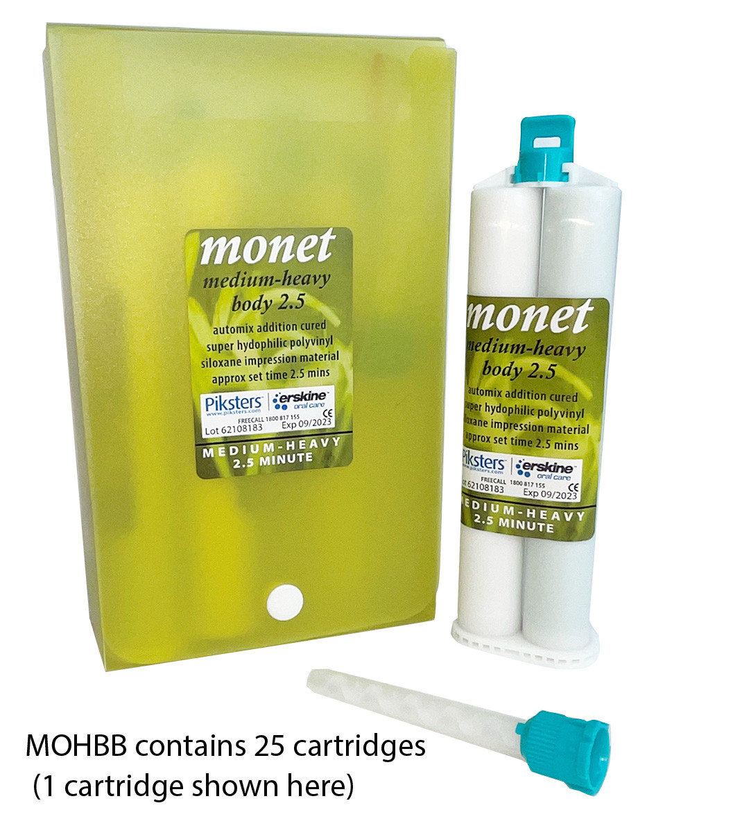 Monet Medium / Heavy Body Cartridges - 25 x 75ml - Erskine Dental - Trusted Dental Brands & Products