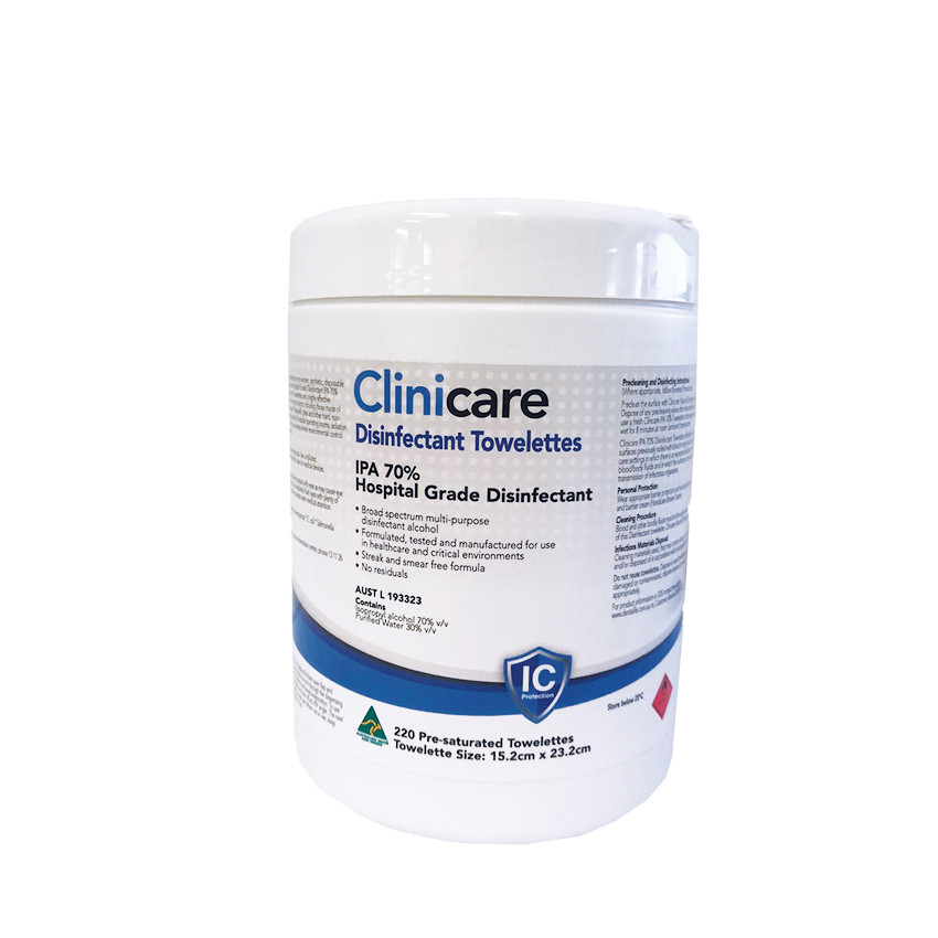 Clinicare IPA 70 HGD 200 Towelettes | Erskine Dental