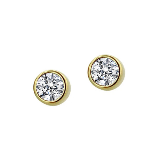 18k Y Captive Gem Bezel 16ga 1/8'' CZ - Westcoast Piercing