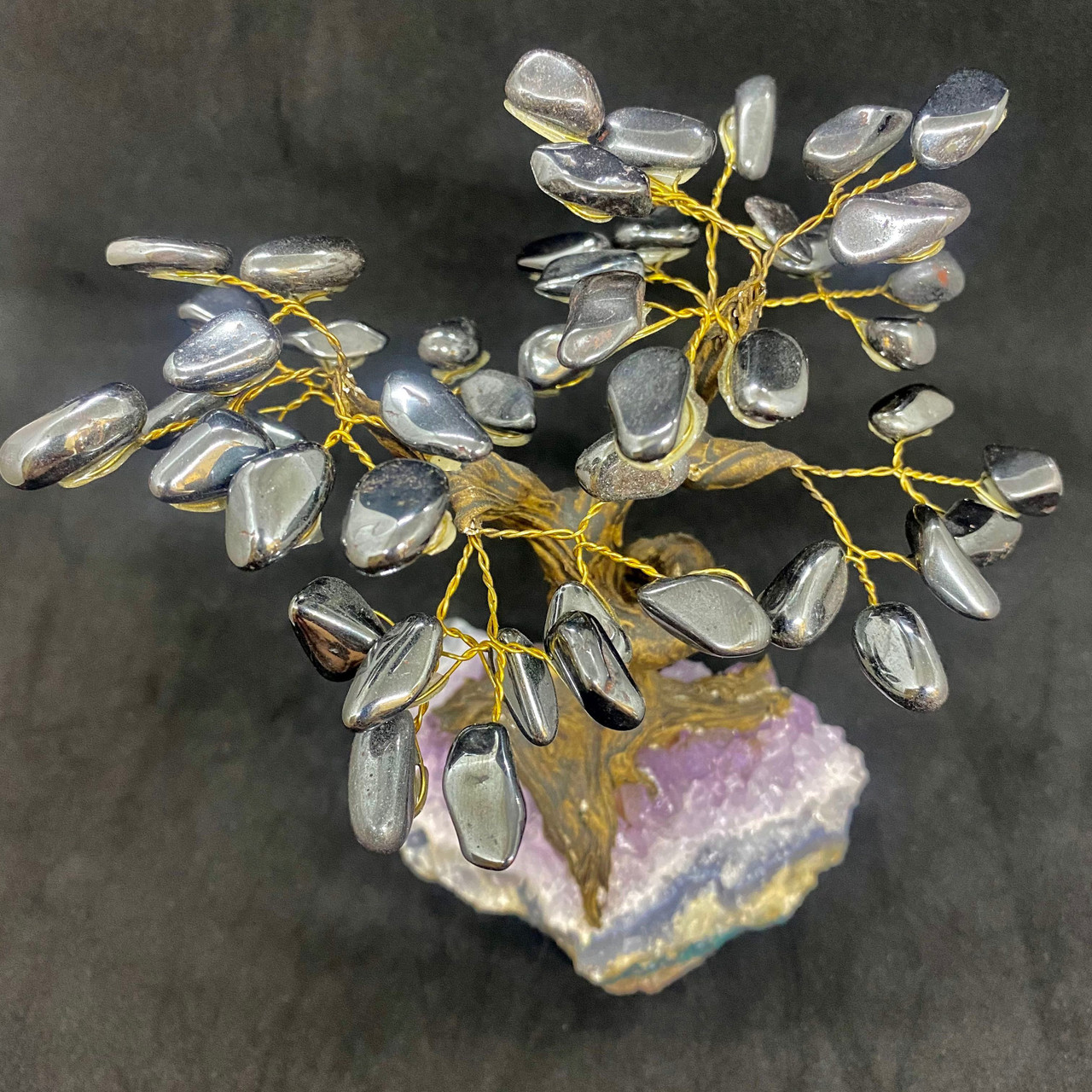 Gem Tree ( Amethyst Base with Hematite Leaves ) Large - Holy Trinity ...