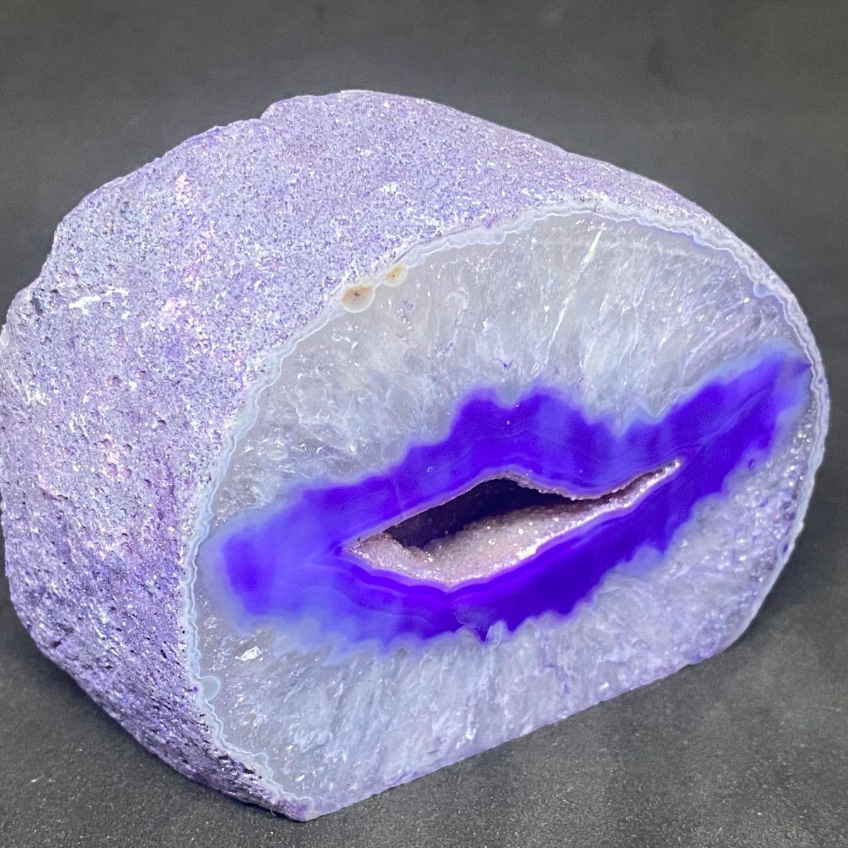 Purple Agate Base Cut Geode Crystal #53.41 - Holy Trinity Mind Body Soul