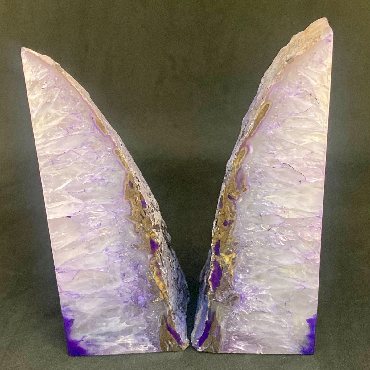 Purple Agate Crystal Bookends #3.47 - Holy Trinity Mind Body Soul
