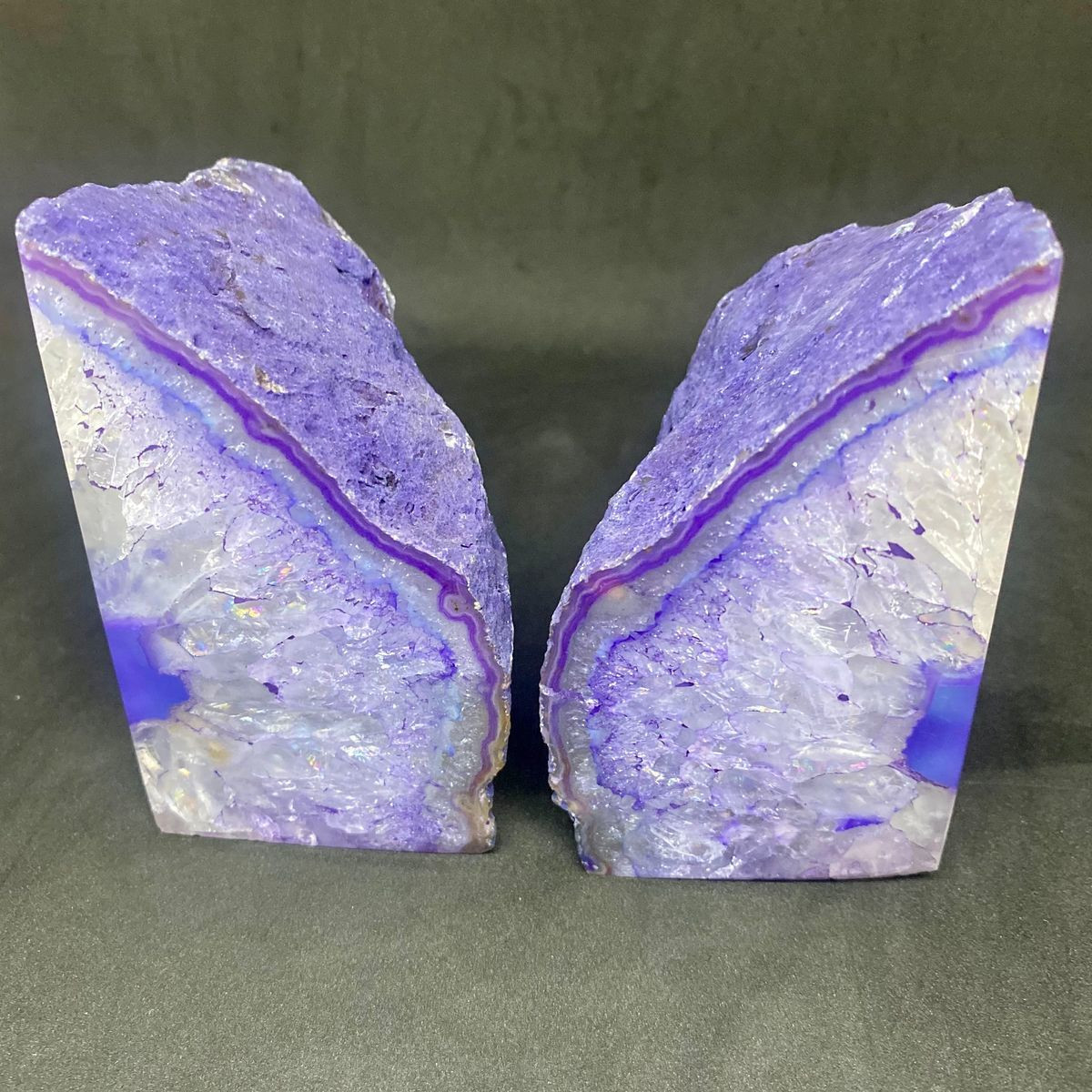 Purple Agate Crystal Bookends #3.48 - Holy Trinity Mind Body Soul