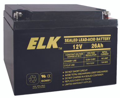 Elk Products ELK-12260 Sealed Lead Acid Battery, 12 V 26Ah
