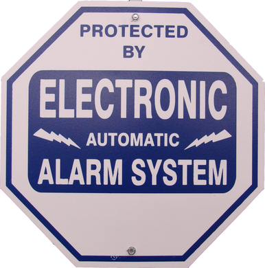 Yard Sign w/Stake Blue Octagon Protected By Electronic Autom - The ...