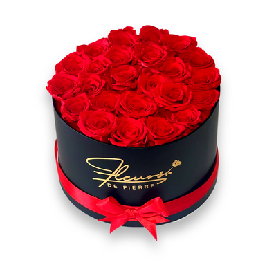 Luxe Round Rose Box - 32 Red Roses