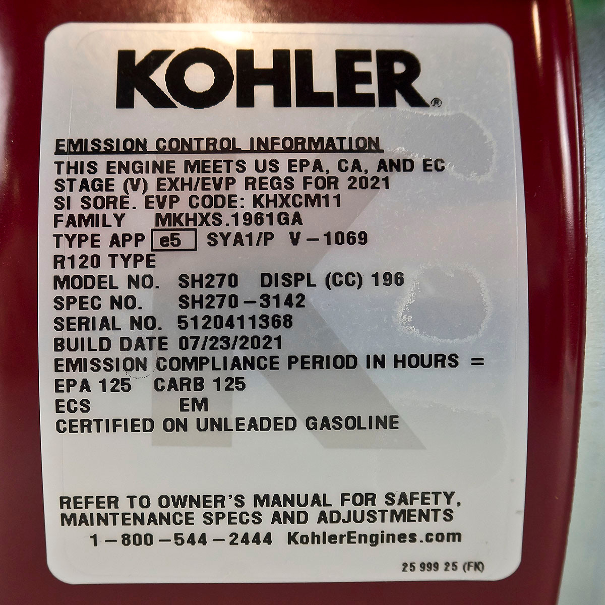 PA-SH270-3142 Kohler SH270-3142 - 6.5hp Kohler SH Series Overhead Valve ...