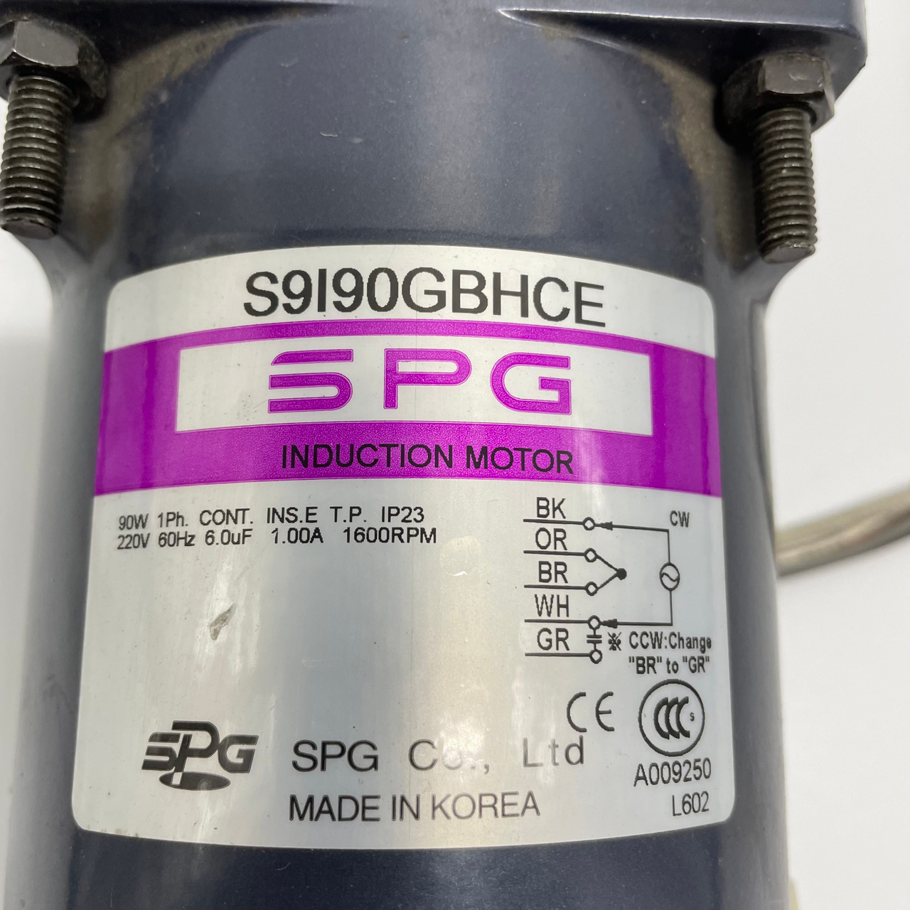 SPG S9I90GBHCE Induction Motor with S9KC12.5BH Gear Head