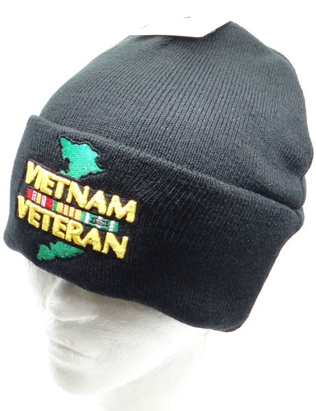 Vietnam Veteran Map Military Beanie Hat