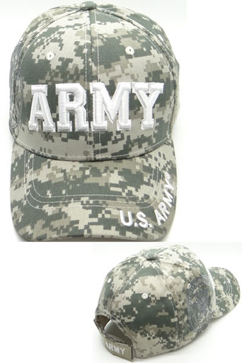 Army Block Letter Shield Shadow Military Cap Camo