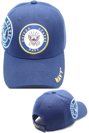Navy Shield Logo Shadow Military Cap Blue