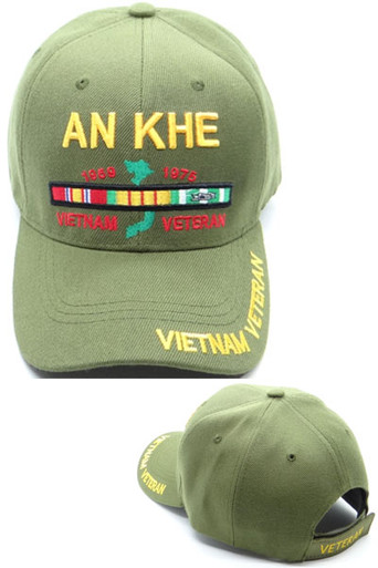 An Khe Vietnam Veteran Logo Military Cap OD Green