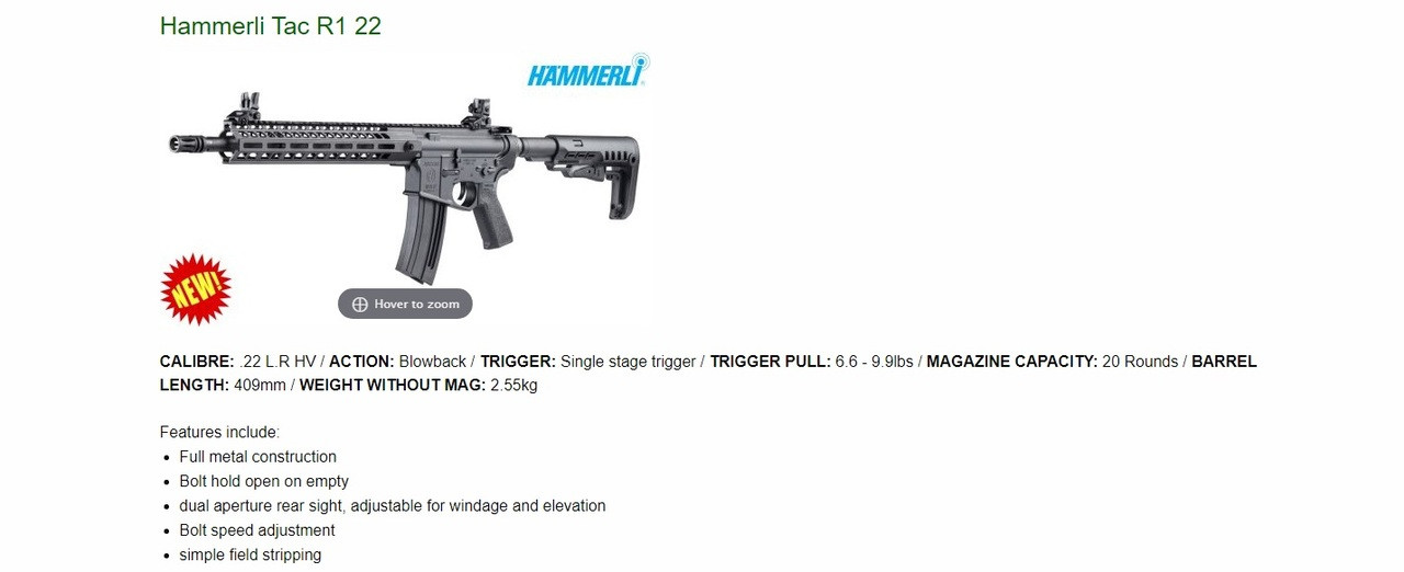 Hammerli Tac R1 22LR Semi Auto