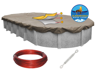 16 ft x 32 ft Alaskan Gold Oval Above Ground Winter Cover - Island ...