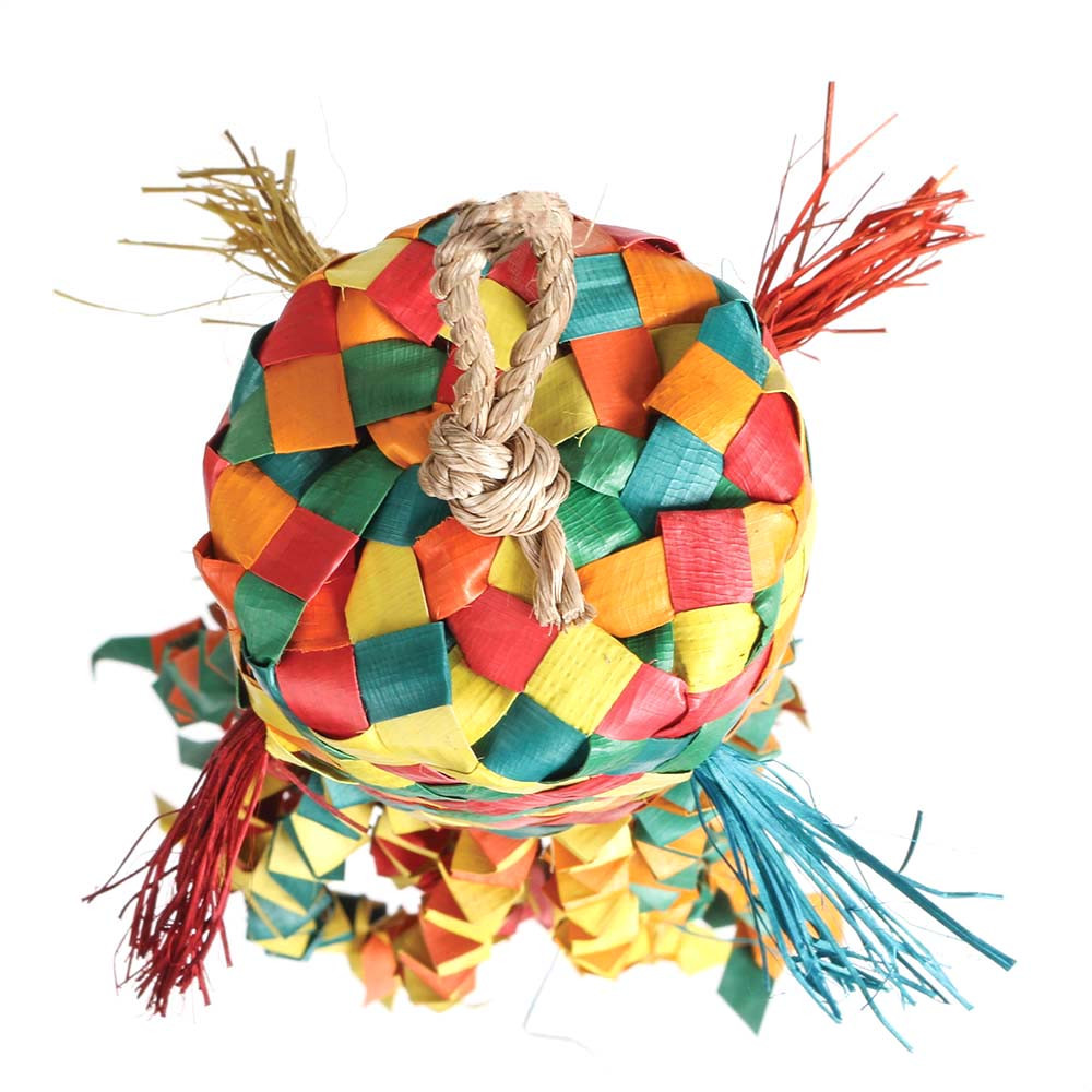 Octopus Pinata Medium Natural Woven Palm Leaf Parrot Toy - Northern Parrots