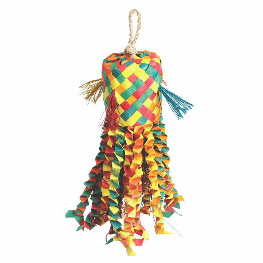 Octopus Pinata Medium Natural Woven Palm Leaf Parrot Toy - Northern Parrots