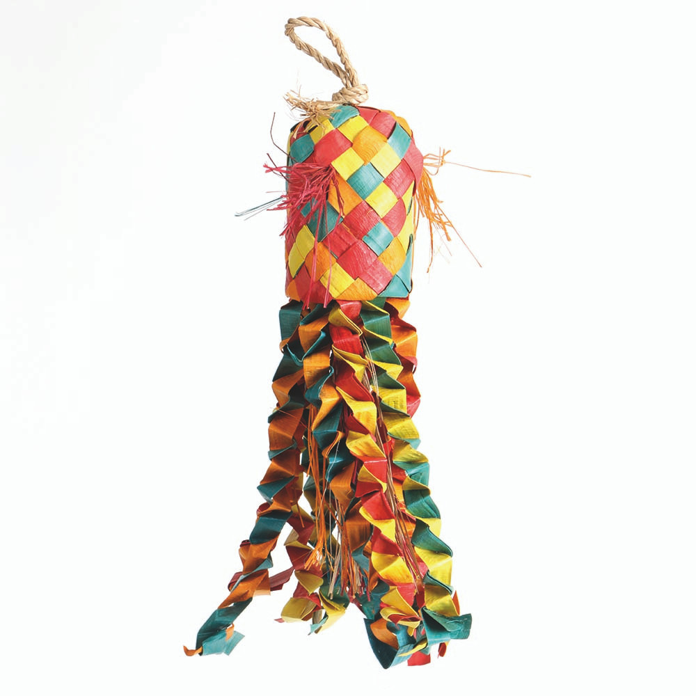 Octopus Pinata Small Natural Woven Palm Leaf Parrot Toy - Northern Parrots