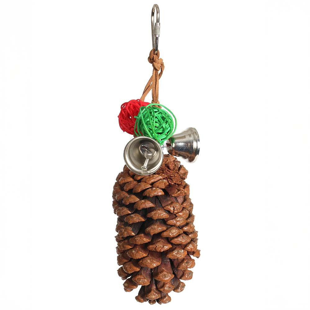 Festive Party Pine Cone Parrot Toy with Bells - Northern Parrots
