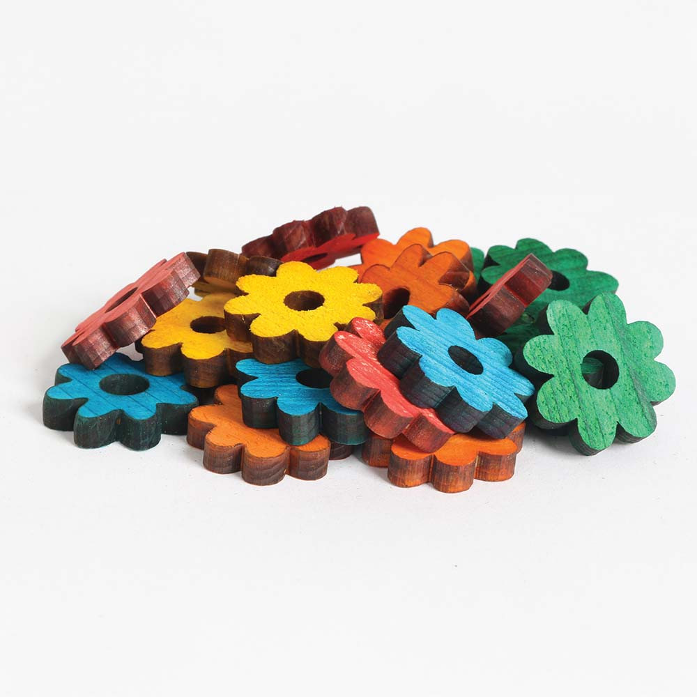 Coloured Pine Wood Daisies | 20-Pack Parrot Toy Parts
