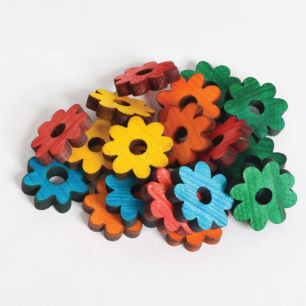 Coloured Pine Wood Daisies | 20-Pack Parrot Toy Parts