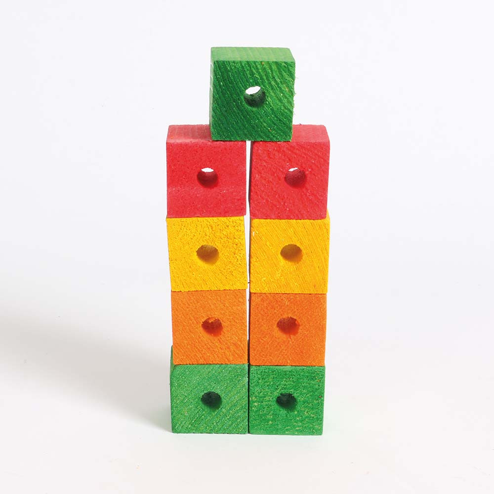 Colourful Wooden Cubes Large | 9-Pack Parrot Toy