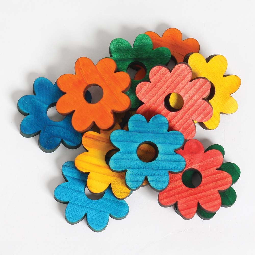 Coloured Pine Wood Daisies | 12-Pack Parrot Toy Parts