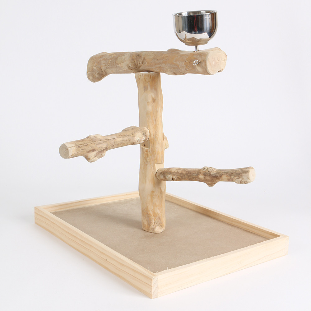 Coffee Wood Table Top Parrot Stand Medium - Northern Parrots