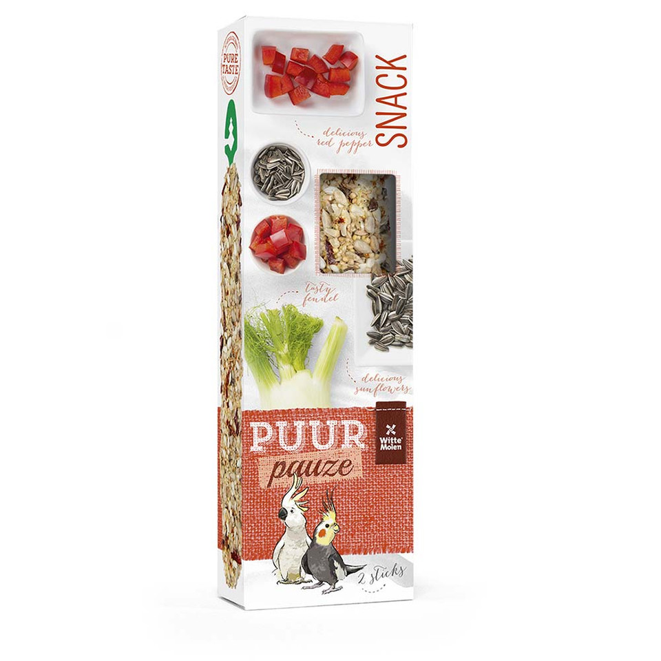 PUUR Twin Pack Fennel and Red Pepper Parrot Treat Sticks 140g ...