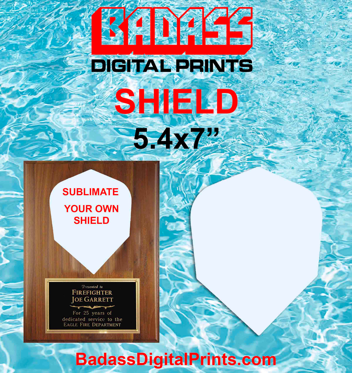 5.4"x7" Aluminum Shield Sublimation Blank - BADASS Digital Prints