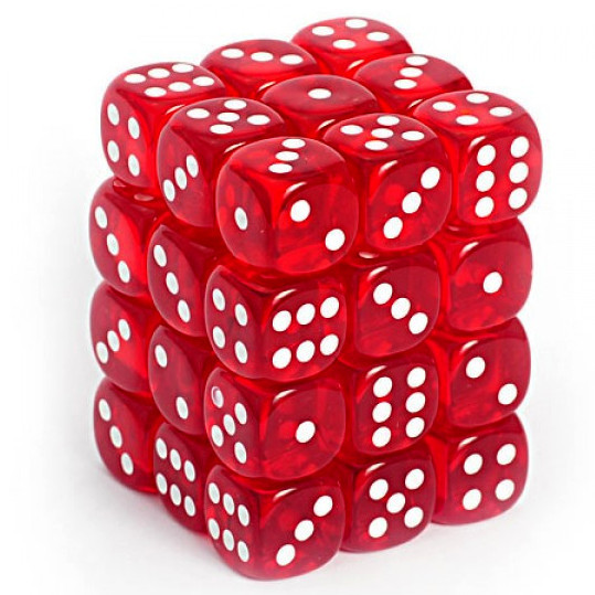 Translucent Red/White Six-Sided Dice—Set of 36 (Sold Out - Restock ...