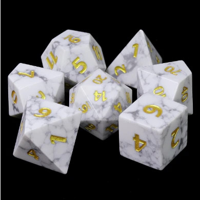 Howlite Stone Dice Set, Engraved with Gold (Sold Out - Restock ...