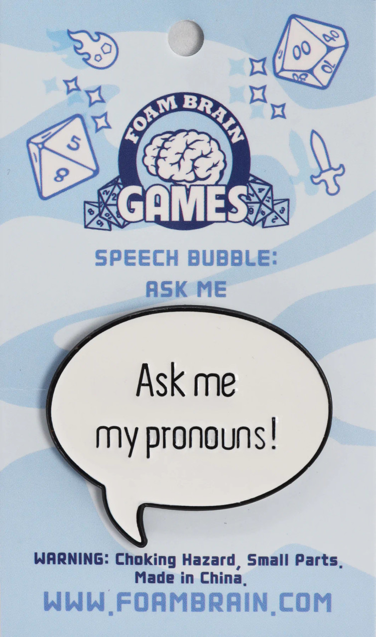 Ask My Pronouns, Enamel Pin - Board Game Barrister