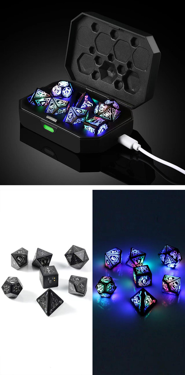 Retro Light-Up LED Dice Set - Board Game Barrister