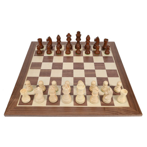 Chess Set: French-style Chessmen on 15" Walnut Board, 3" King - Board ...