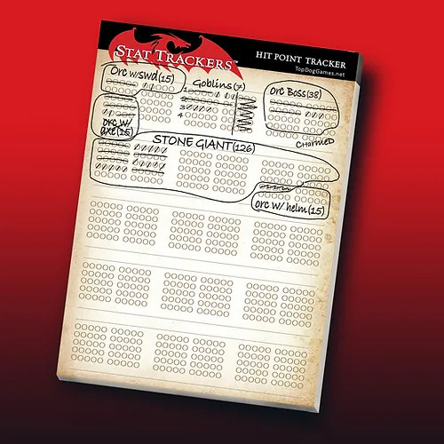 Hit Point Tracker Pad - Board Game Barrister