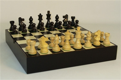 Chess Set: Boxwood French Knight Chessmen with 13.25" Black/Maple Chest ...