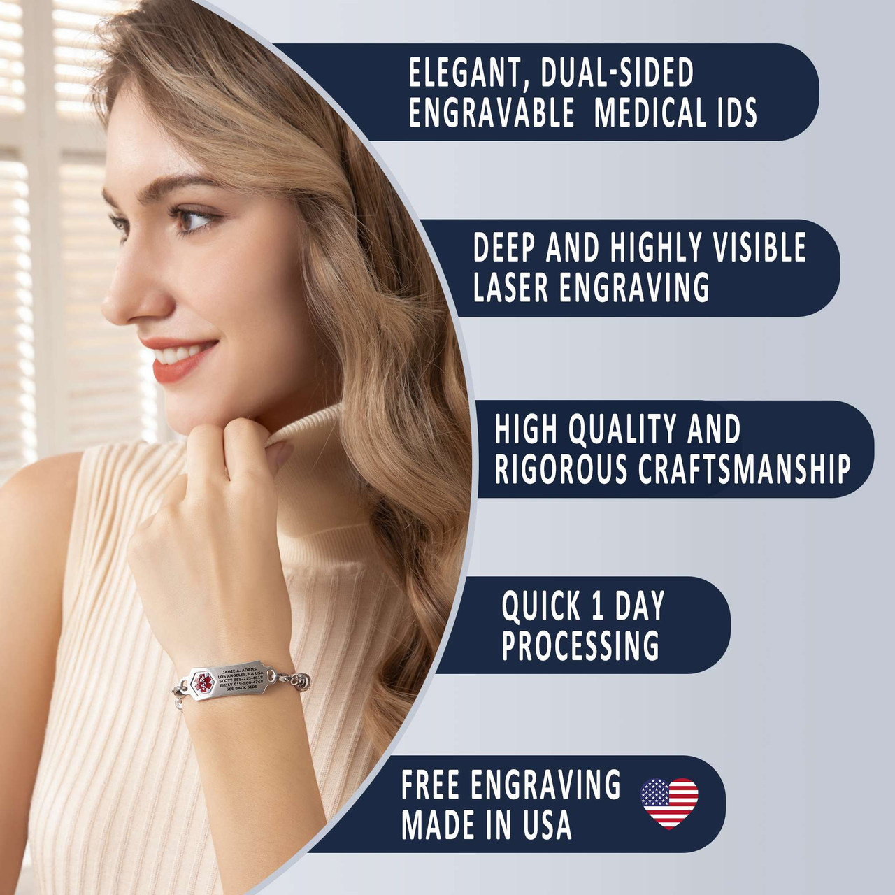 Medical ID - Arc Tag Figaro Link Medical ID Bracelet